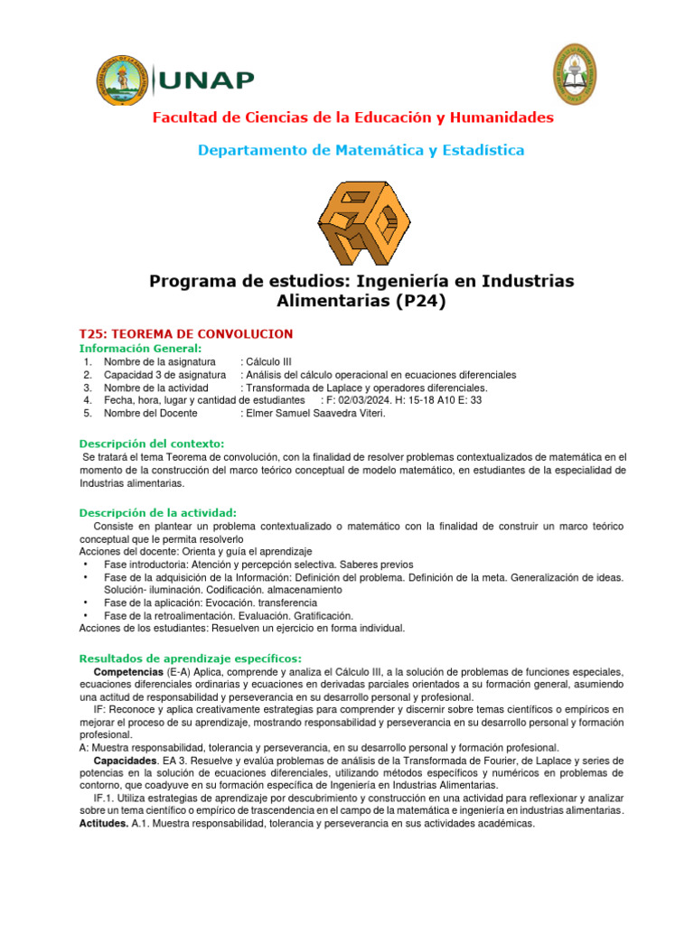 t25 Teorema de Convolucion Tl-Edo | PDF | Ecuaciones | Transformada de ...