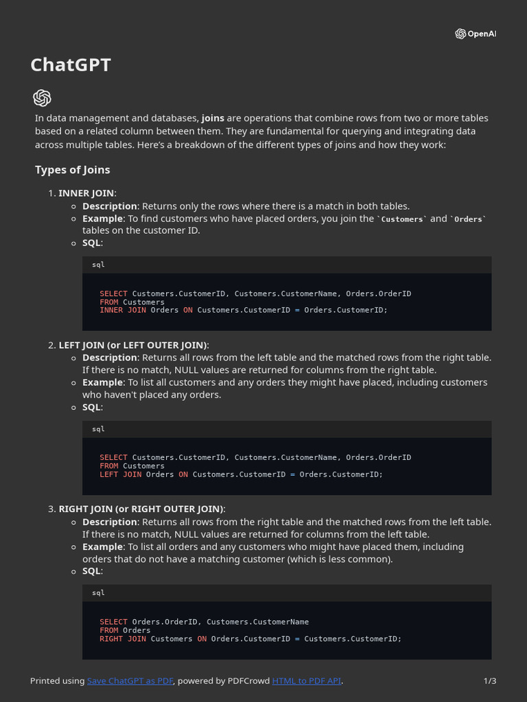 Chat GPT | PDF | Computer Programming | Sql