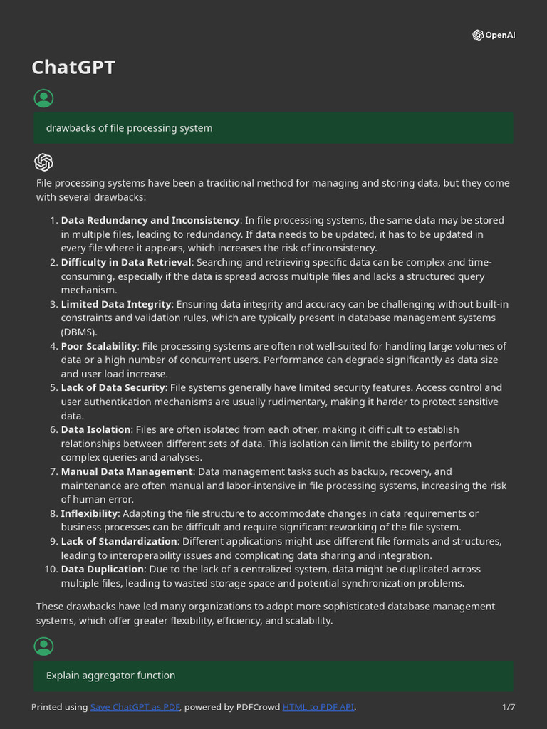 Chat GPT | PDF | Data Management | Computing