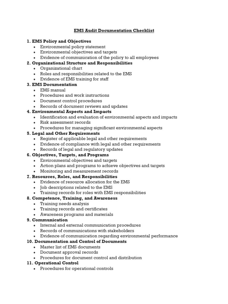 EMS Audit Documentation Guide | PDF | Audit | Internal Audit