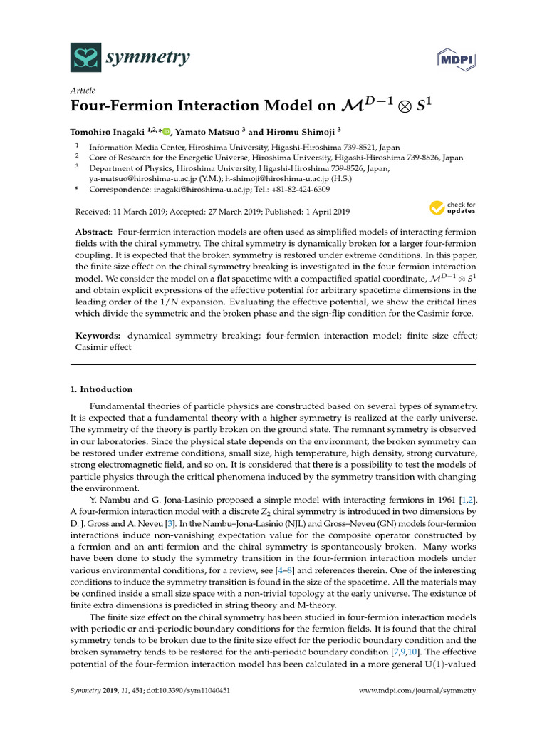 Four-Fermion Interaction Model Analysis | PDF | Fundamental Interaction ...