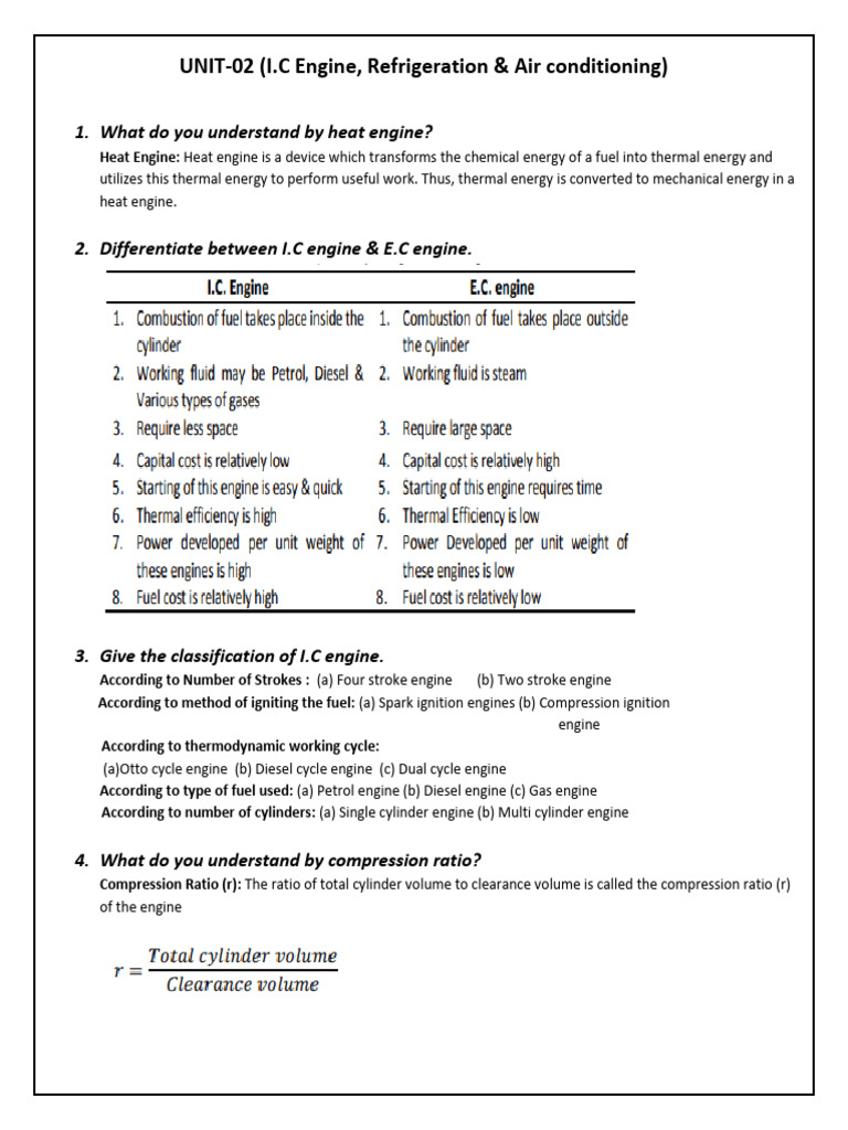 Notes QA unit2-FMEM | PDF | Internal Combustion Engine | Diesel Engine