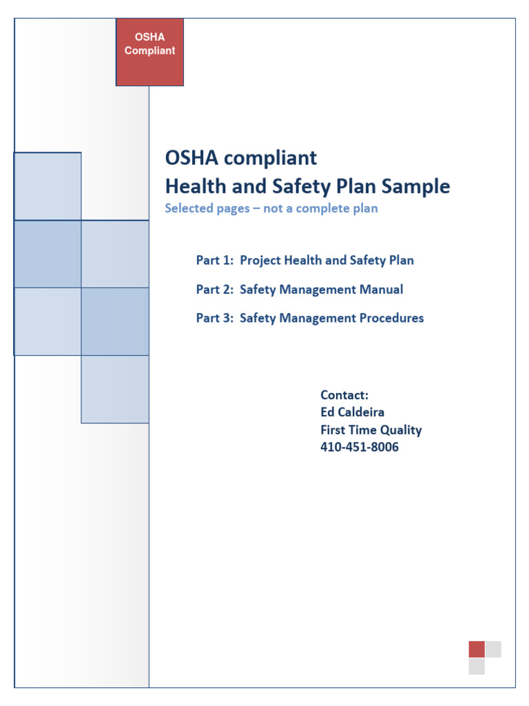 Comprehensive Osha Health and Safety Plan Sample | PDF | Safety | Risk