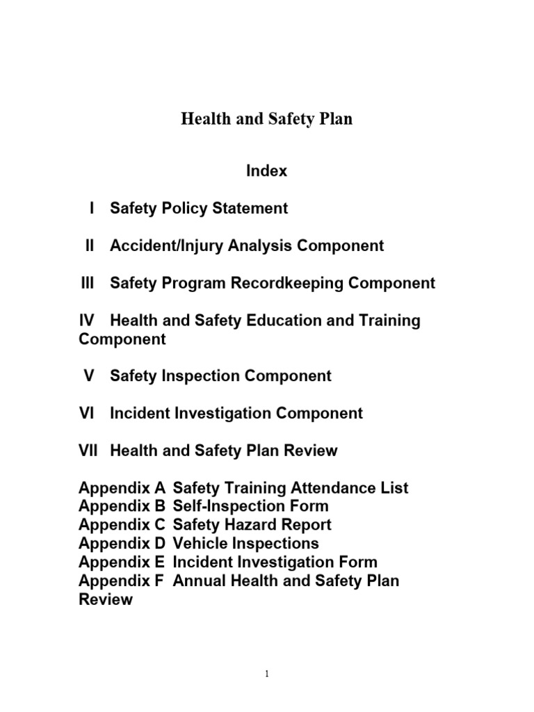 HealthSaftey Plan Template | PDF | Occupational Safety And Health ...