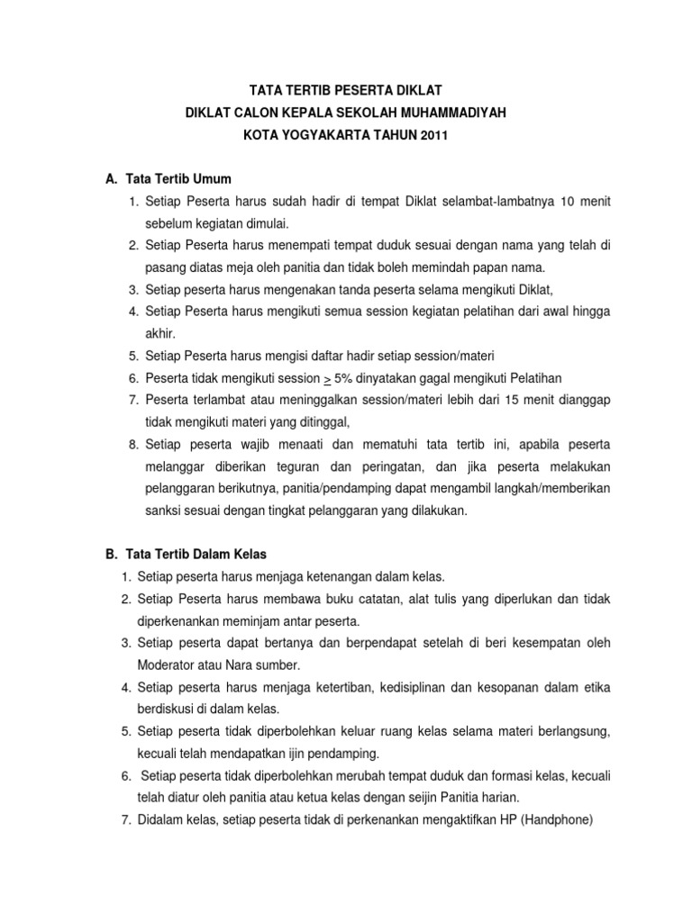 Tata Tertib Peserta Diklat | PDF | Karier & Perkembangan