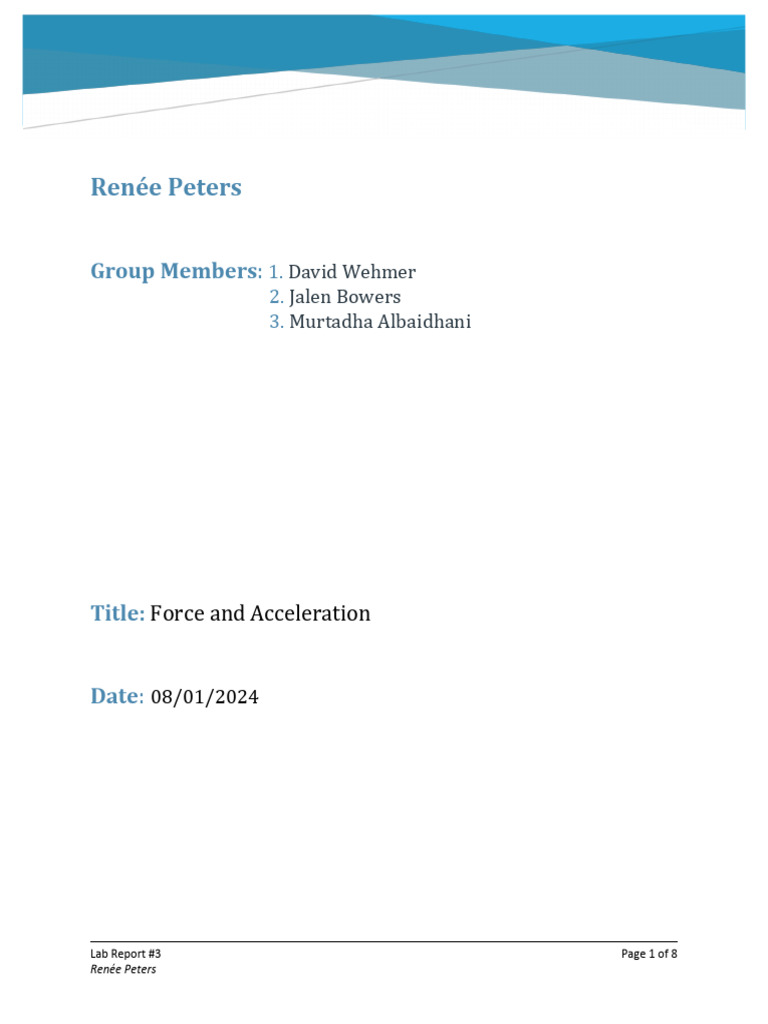 Physics Lab#3-Force and Acceleration | PDF | Force | Mass