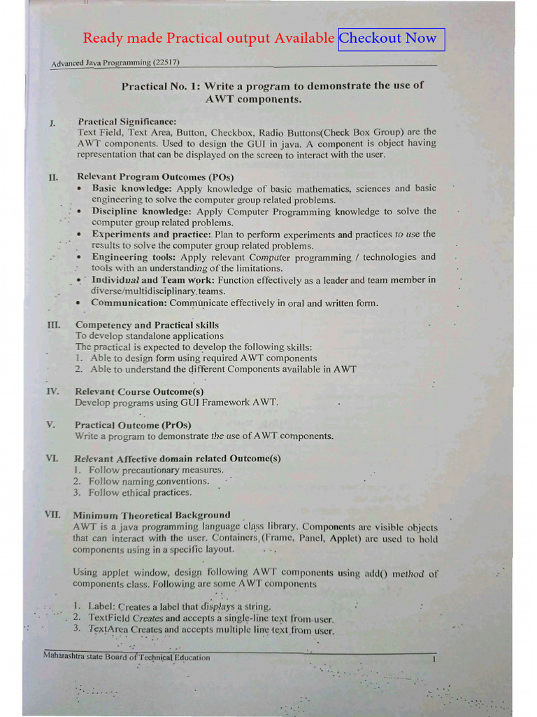 Ajp 22517 Lab Manual All Practical Pdf Knowledge Computing