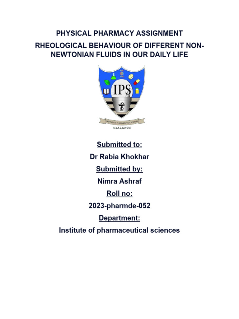 PHYSICAL PHARMACY ASSIGNMENT Roll No 52 | PDF | Wellness
