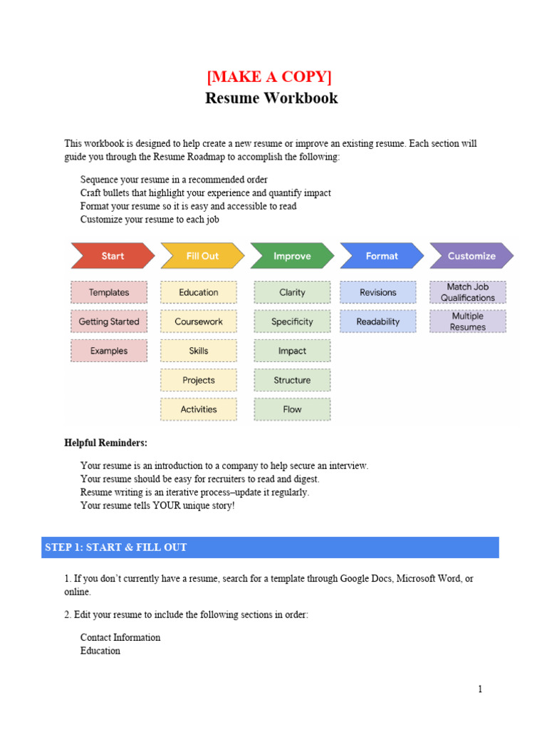 Resume Workbook | PDF | Résumé