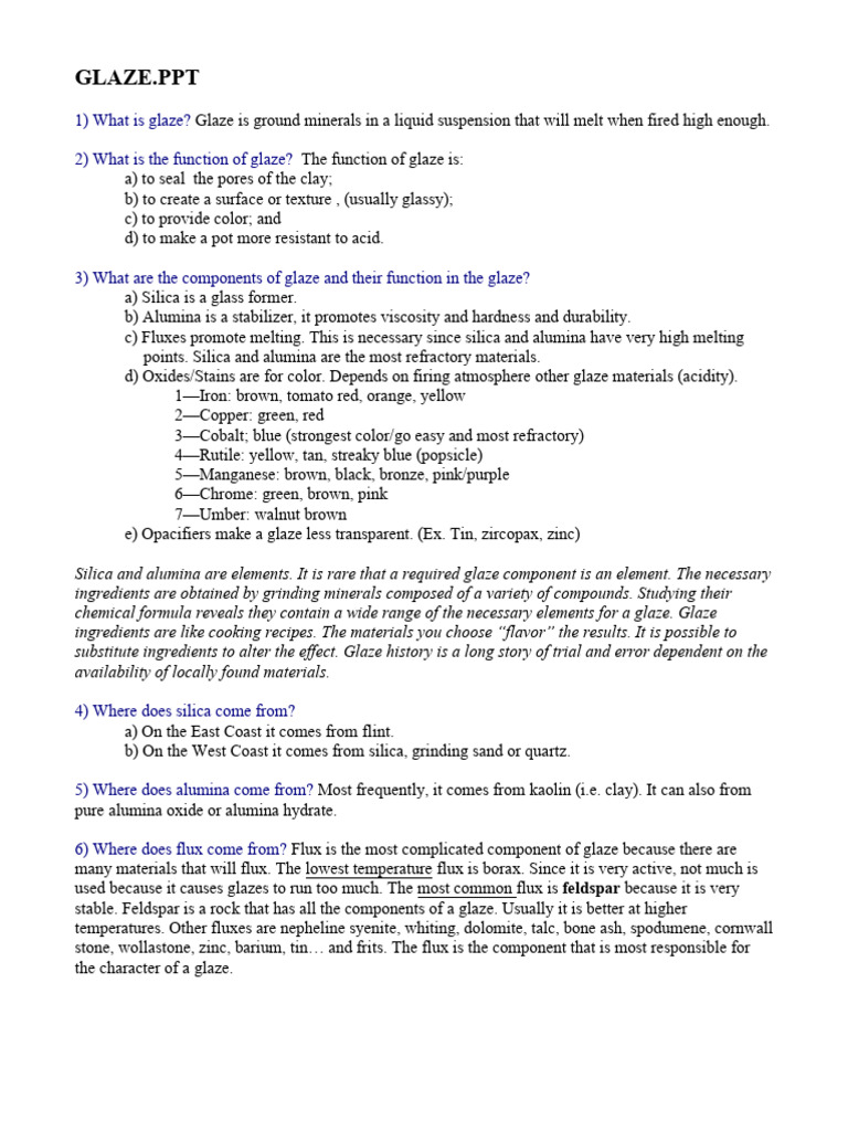 Glaze - PPT: 1) What Is Glaze? 2) What Is The Function of Glaze? | PDF ...