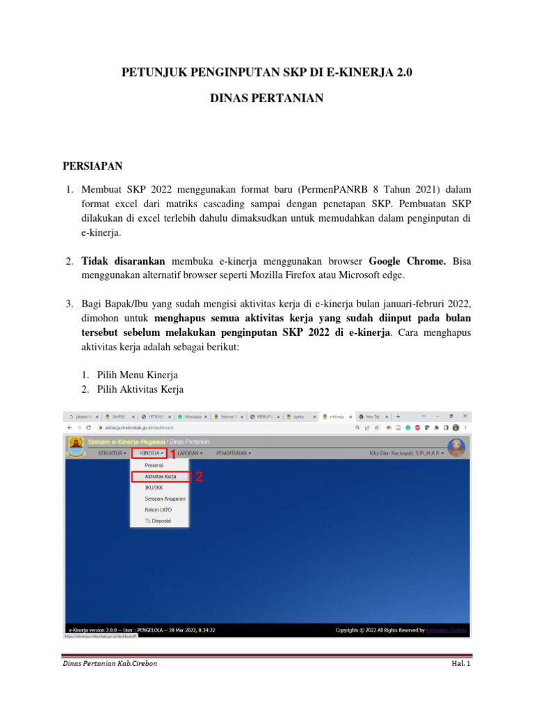 Panduan Input SKP Di E-Kinerja 2022 Dinas Pertanian | PDF | Pengelolaan Keuangan & Uang | Komputer
