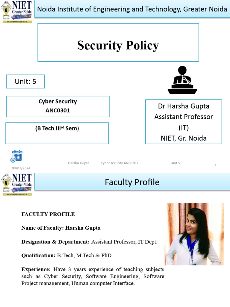 Unit5 - CS Security Policy | PDF | Security | Computer Security