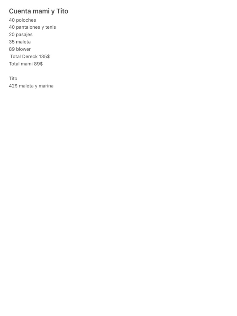 Cuenta Mami y Tito | PDF