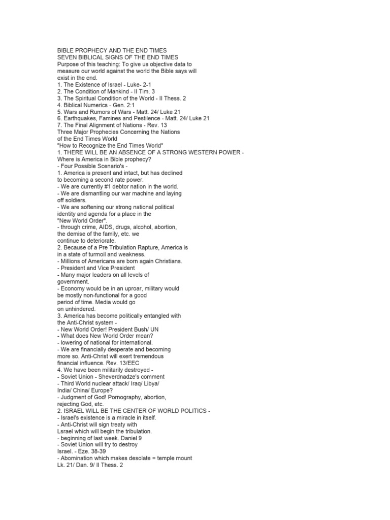 End Times Bible Prophecy Signs | PDF | Politics | Religion & Spirituality