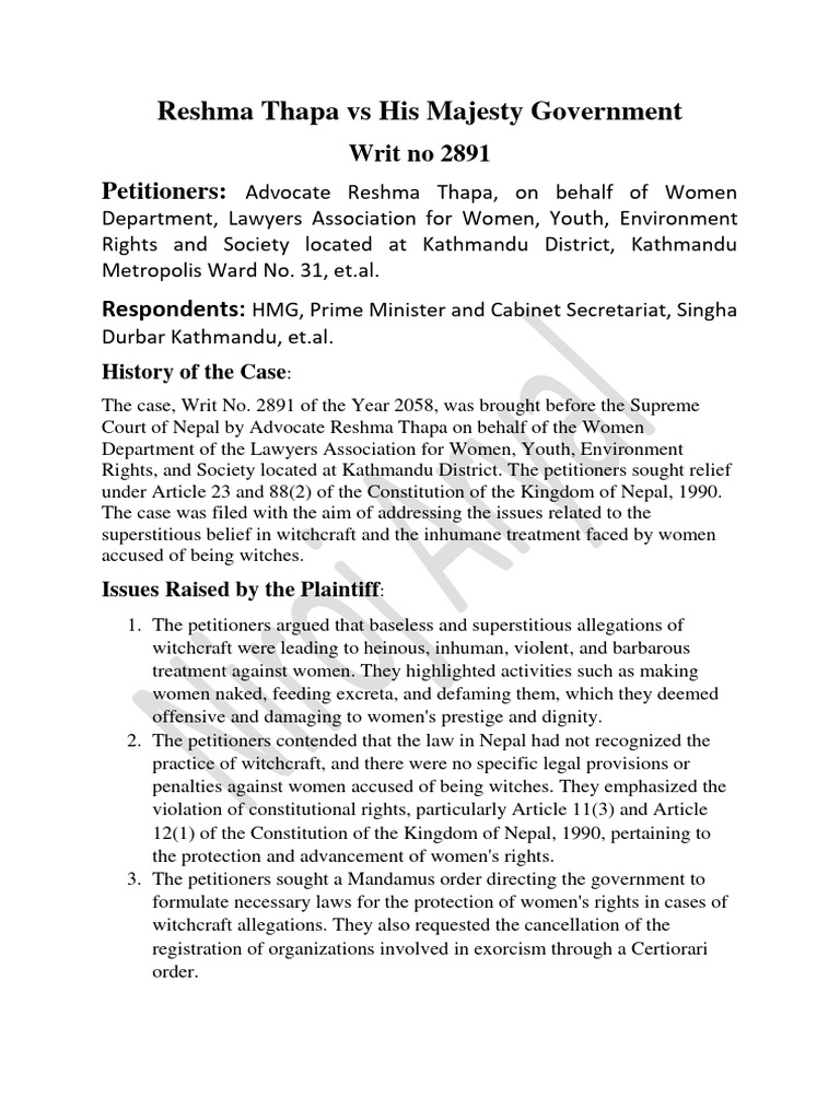 Women's Rights in Witchcraft Case | PDF | Certiorari | Witchcraft