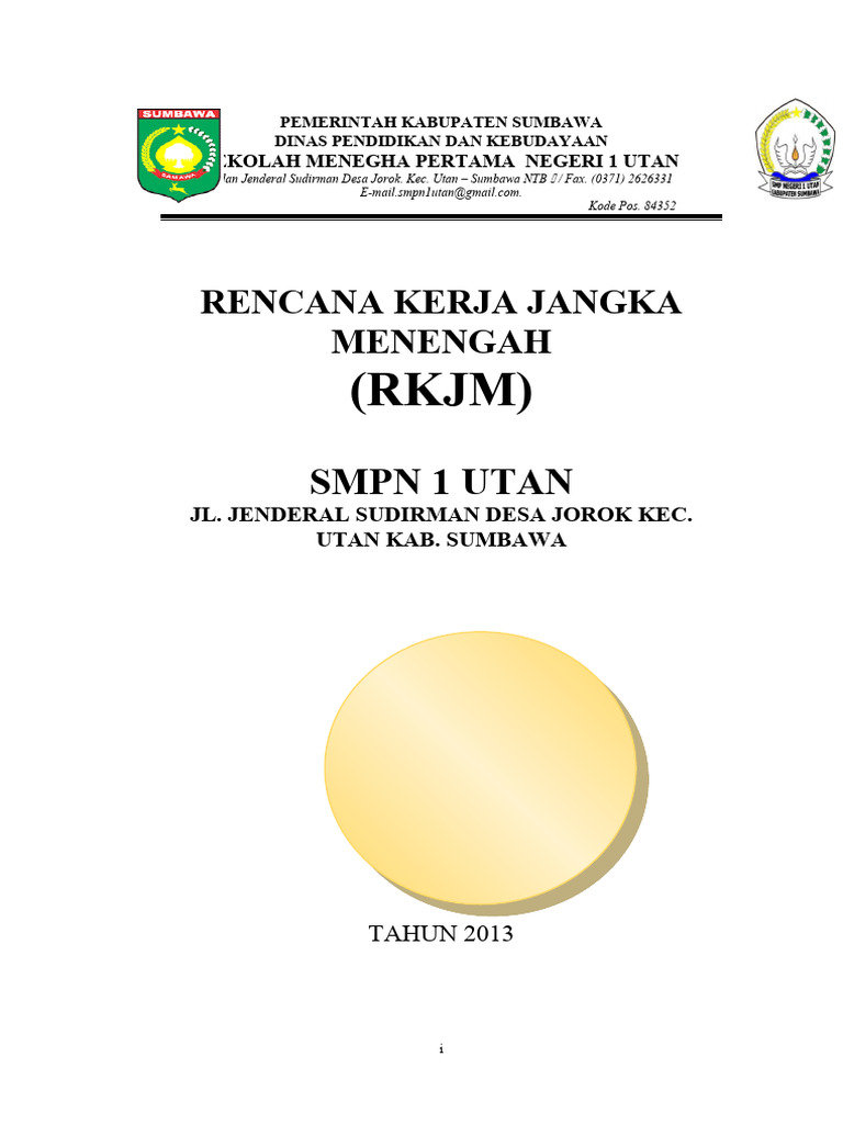 No. 1 Renacana Progran Kerja (RKS - RKJM) (Empat Tahunan) SMPN 1 Utan 2023 | PDF