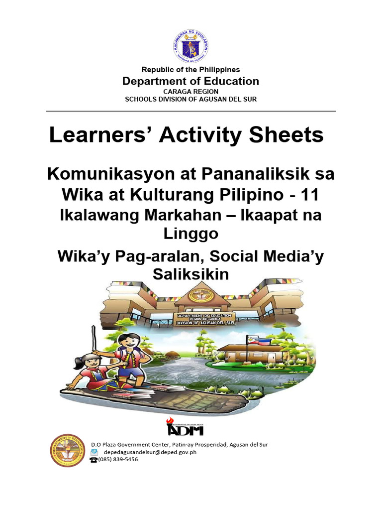 Filipino 11 Learners Activity Sheets 2nd Quarter-Week 4-Pagsusuri at ...