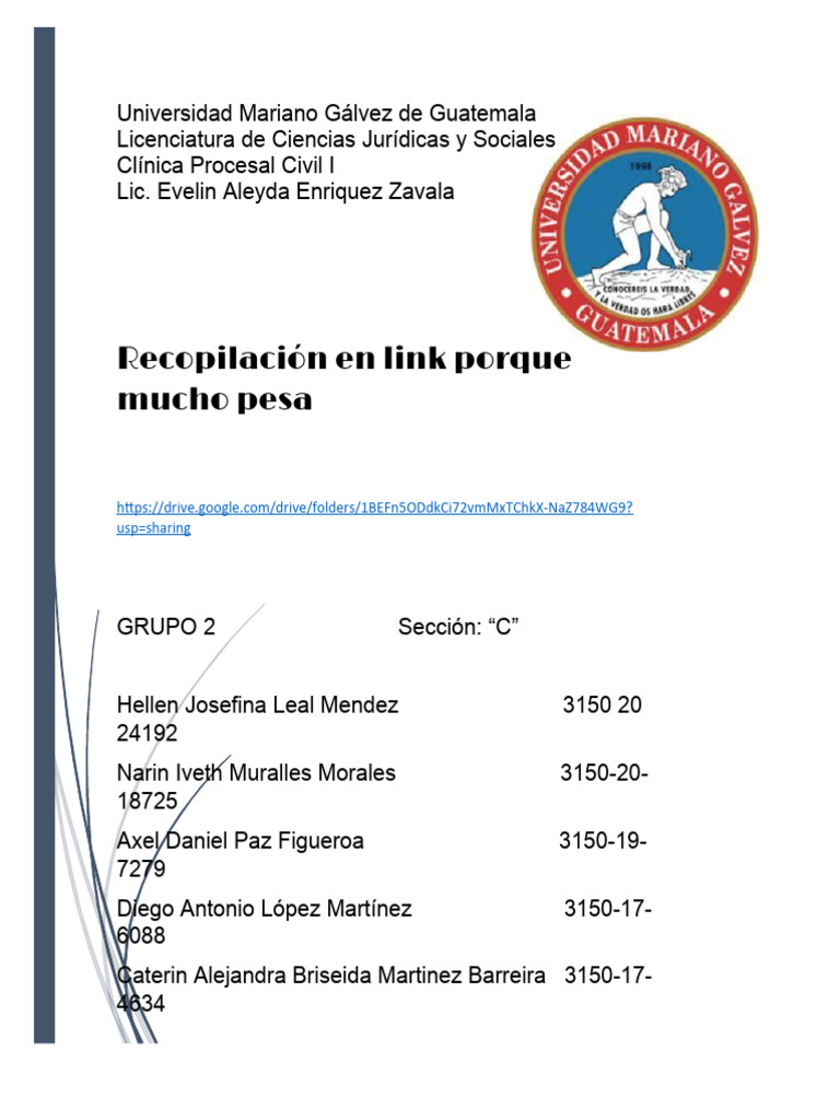 Clínica Procesal Civil I - Grupo 2 | PDF