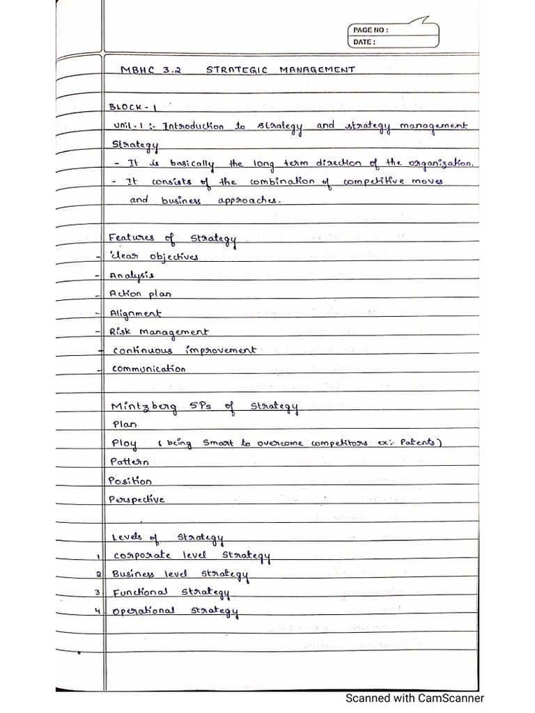 Strategic Management Notes Pdf