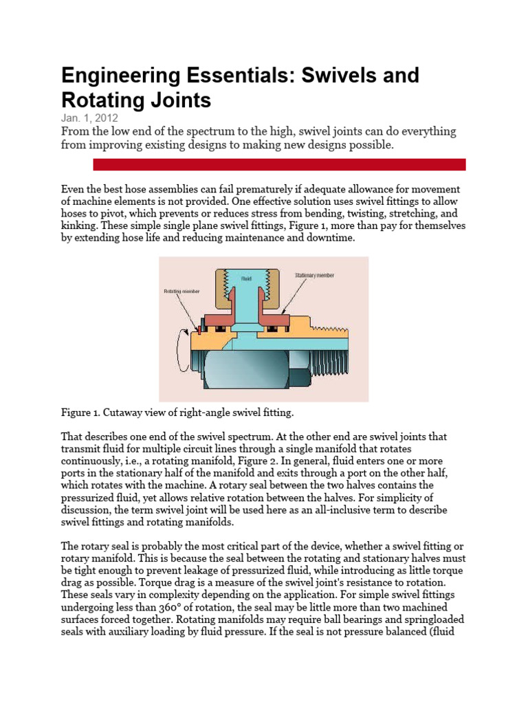 Engineering Essentials Swivel Joints | PDF | Valve | Pipe (Fluid ...