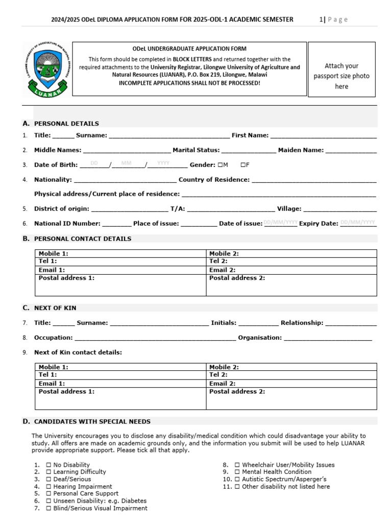 Diploma ODeL Application Form | PDF | Business | Finance & Money Management