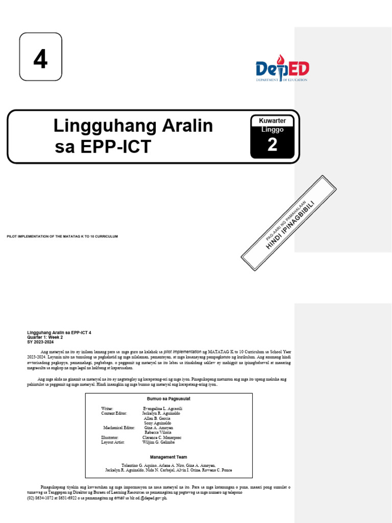 LE - EPP - ICT 4 - Q1 - Week2 - FINAL | PDF