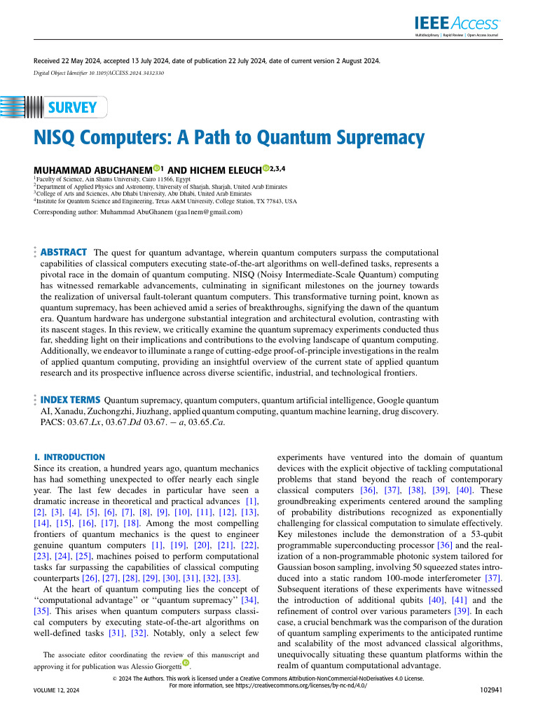 NISQ Era: Path to Quantum Supremacy | PDF | Quantum Computing | Quantum Mechanics