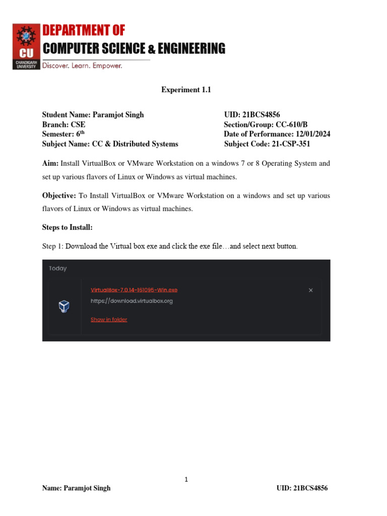 CC 1 | PDF | Virtual Machine | Virtualization