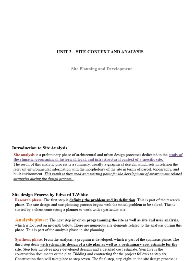 Unit 2 - Site Context, Master Plan, Land Use | PDF | Land Use | Urban Planning