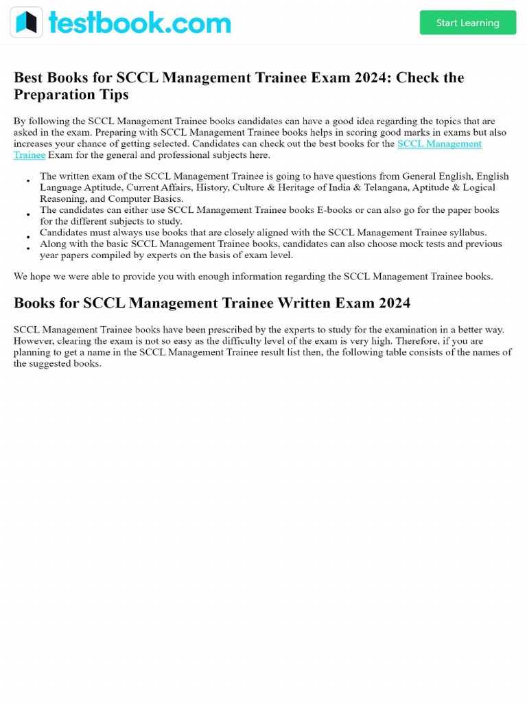 Best Books For SCCL Management Trainee Exam 2024 - Check The Preparation Tips | PDF