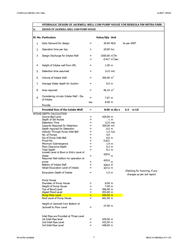 Intake Hydraulic Calculation | PDF | Pump | Environmental Engineering
