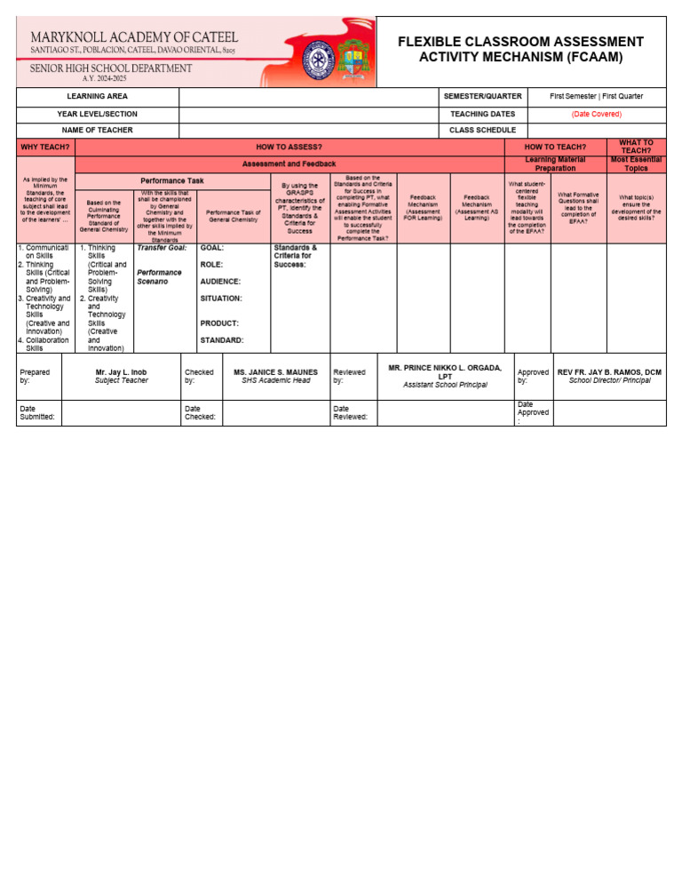 Flexible Classroom Assessment Activity Mechanism (FCAAM) | PDF ...