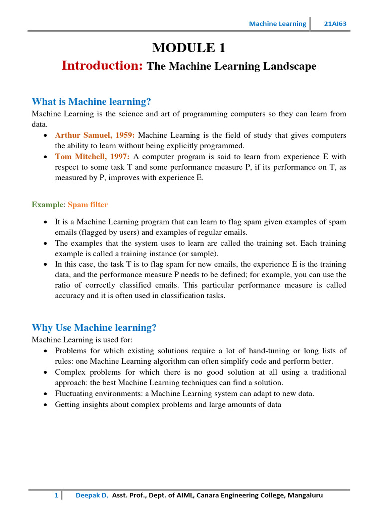 21AI63 Module 1 | PDF | Machine Learning | Cognition