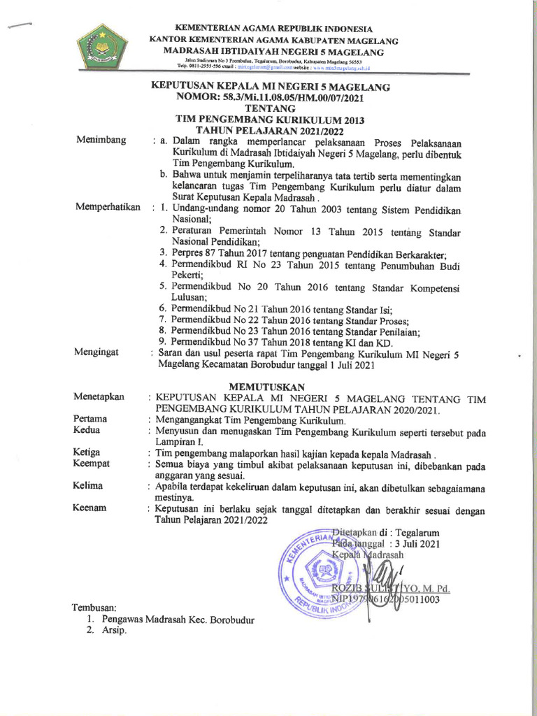 SK Kurikulum 2021 | PDF