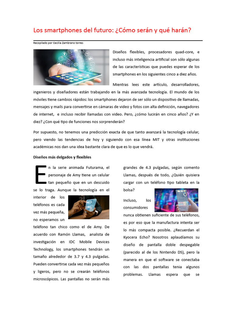 Los Smartphones Del Futuro | PDF | Smartphone | Teléfonos móviles