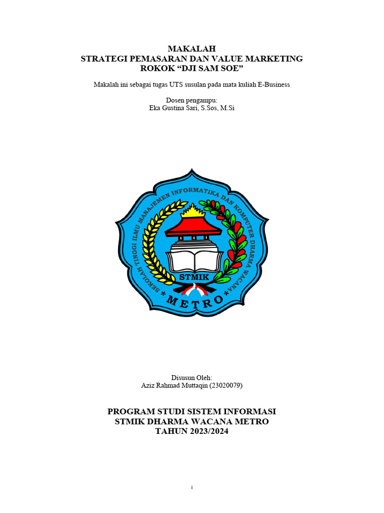 STRATEGI PEMASARAN PRODUK ROKOK DJI SAM SOE | PDF