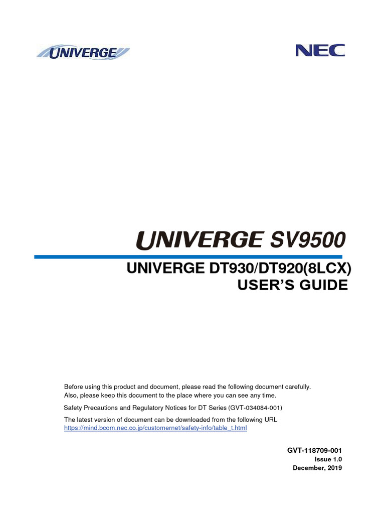 Univerge sv9500 | PDF | Telephone | Menu (Computing)
