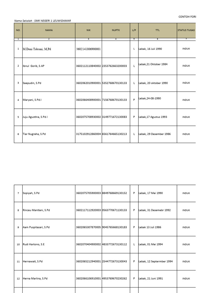 Pendataan Guru Non ASN 2024 SMKN 1 Leuwidamar | PDF