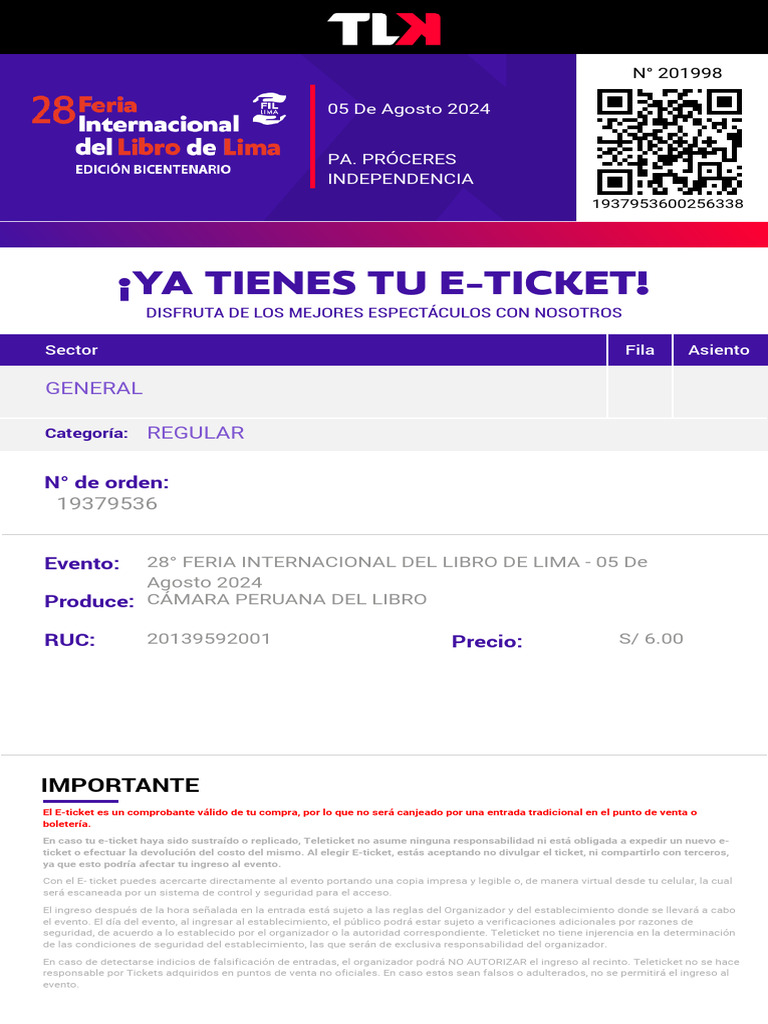 Eticket General cpl003 05082024 1100 19379536 2 | PDF