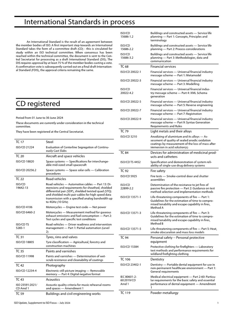 ISO Standards Update - July 2024 | PDF | International Organization For ...