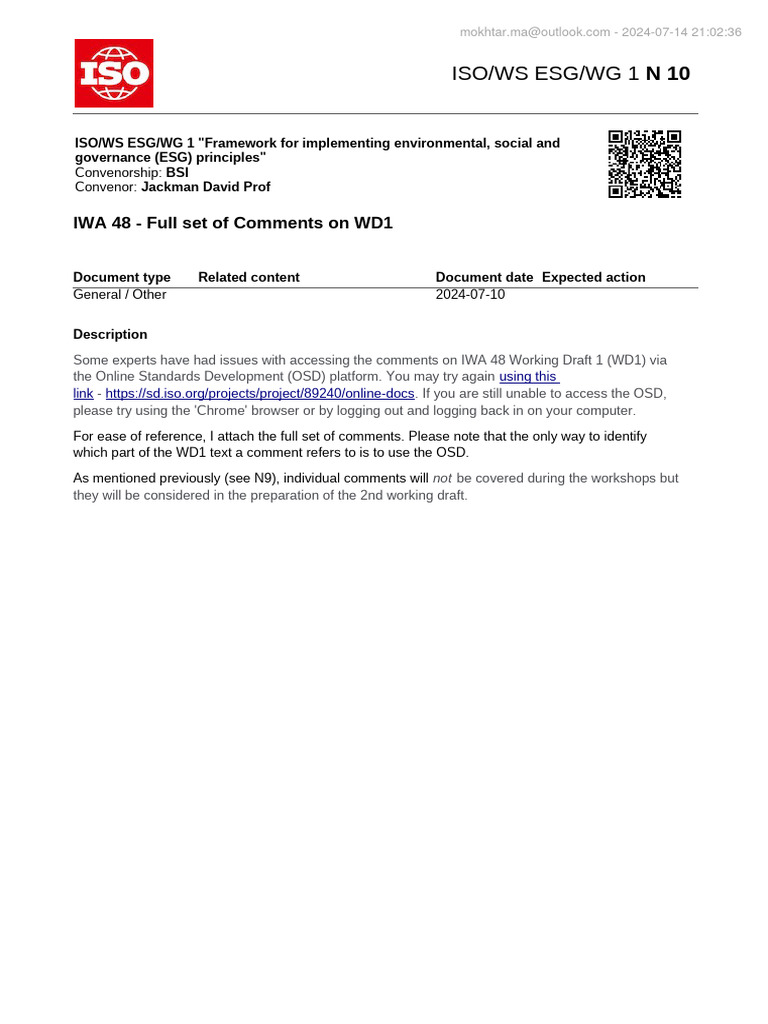 Iso-Ws Esg-Wg 1 - n10 - Iwa 48 - Full Set of Comments On Wd1 | PDF ...