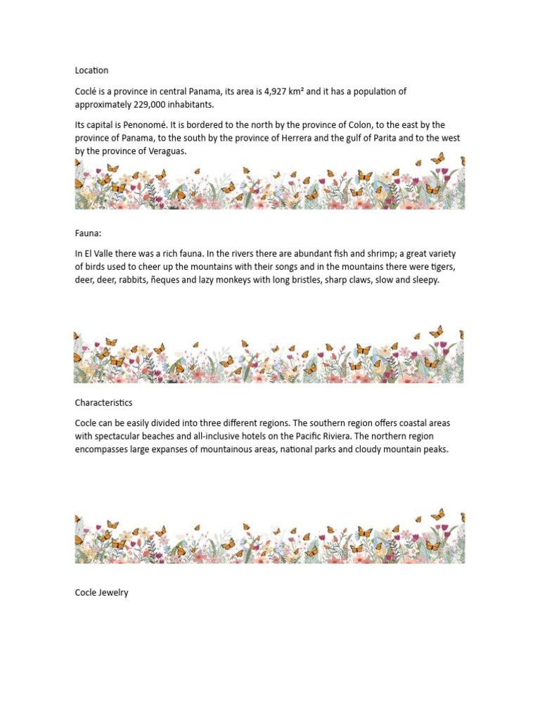 Discover Coclé: Culture, Nature, and Traditions | PDF | Home & Garden