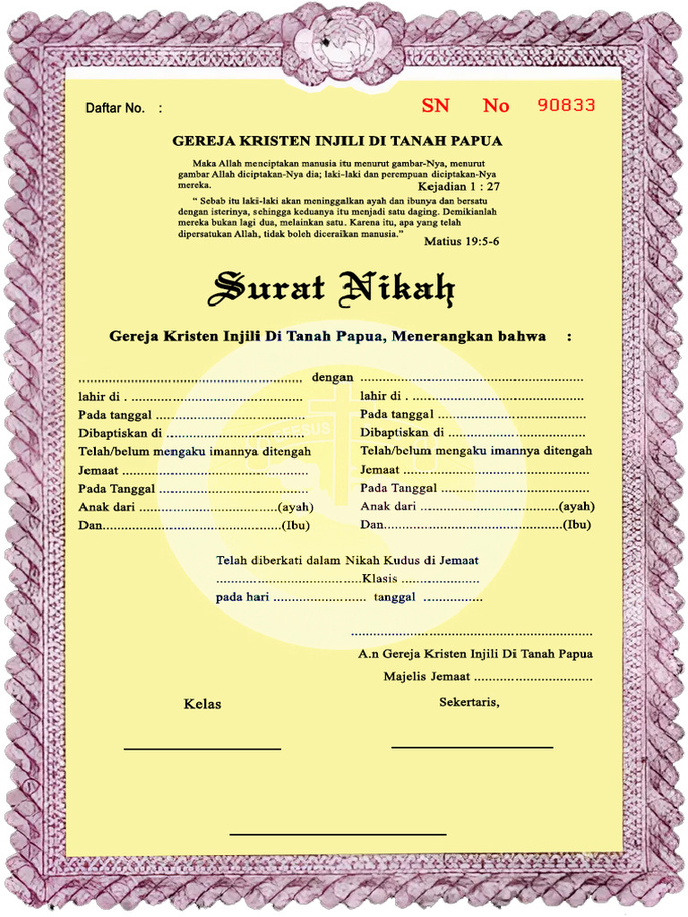 Surat Nikah Kristen | PDF