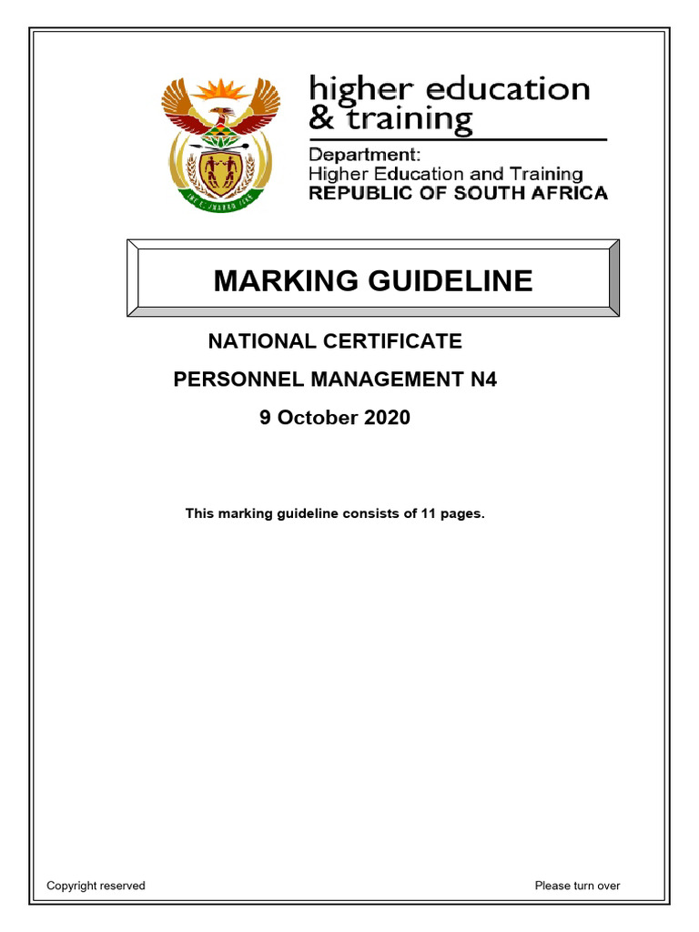N4 Personnel Management November 2020 Memorandum | PDF | Employment | Human Resource Management