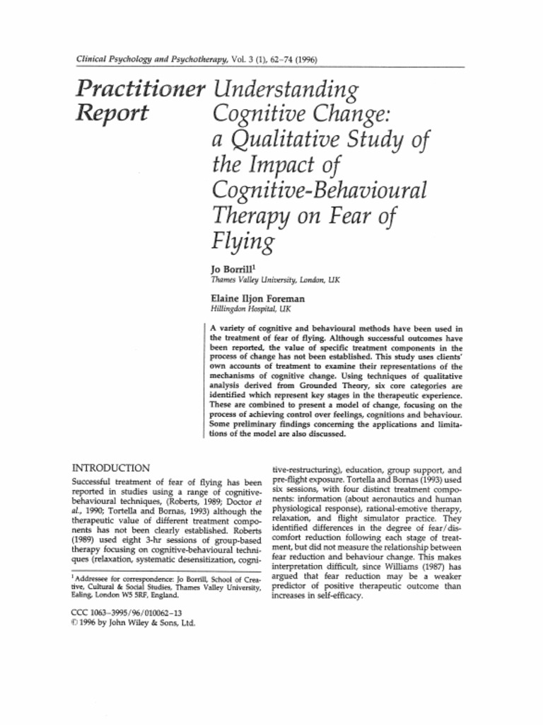 1996 Borrill Aerophobia | PDF | Psychotherapy | Cognitive Behavioral ...