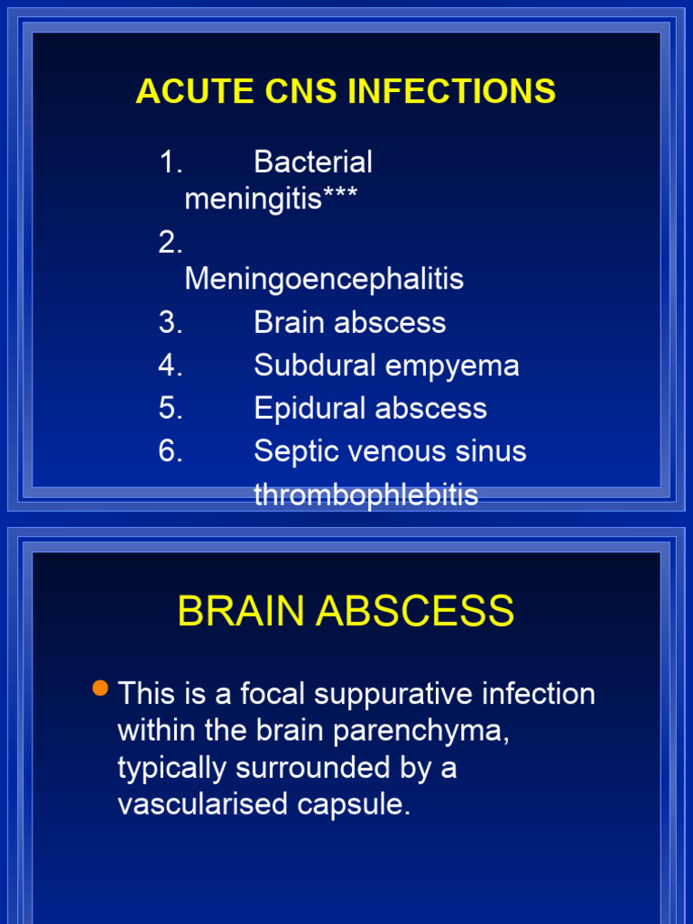 Acute CNS Infections | PDF | Meningitis | Medical Specialties
