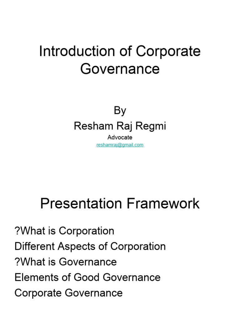 Introduction of CG | PDF | Governance | Good Governance