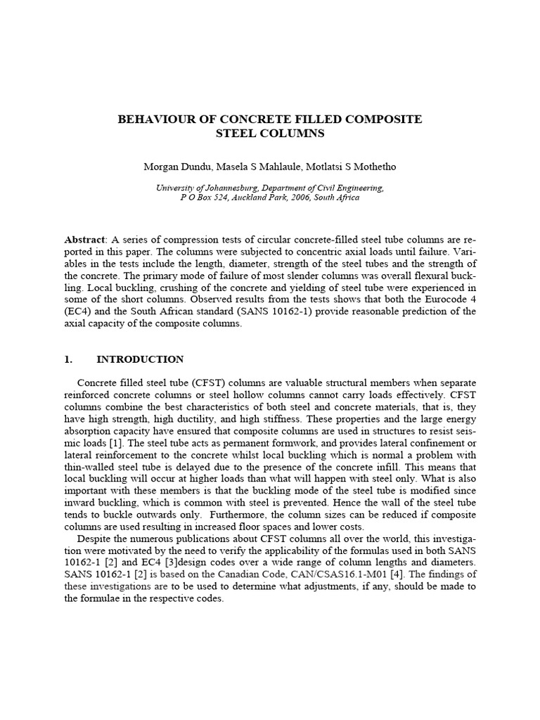 Behaviour of Concrete Filled Composite S | PDF | Buckling | Concrete