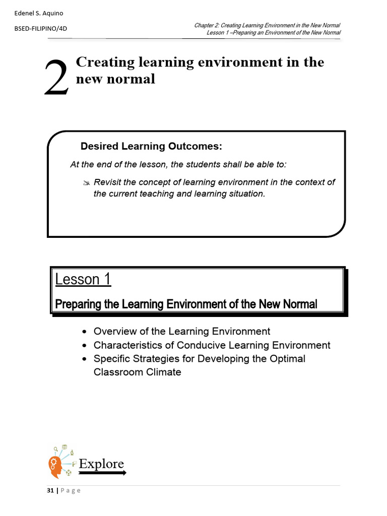 Ch02 L1 - Learning-Environment | PDF | Learning | Classroom