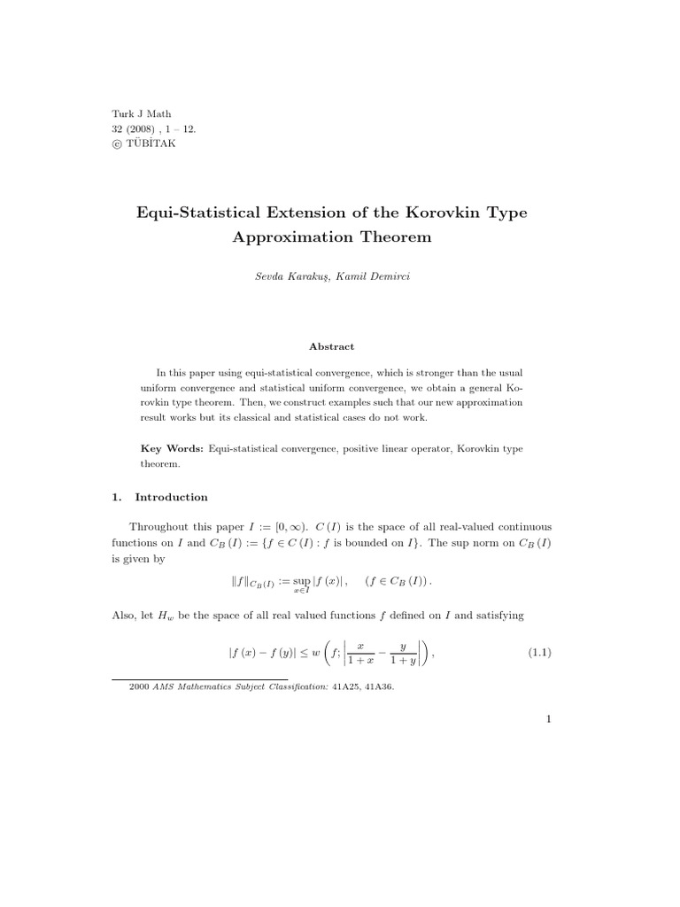 Equi Statistical Extension Of The Korovkin Type Approximation Theorem